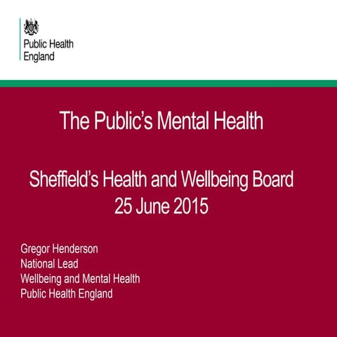 Public Mental Health and Wellbeing | PPTX