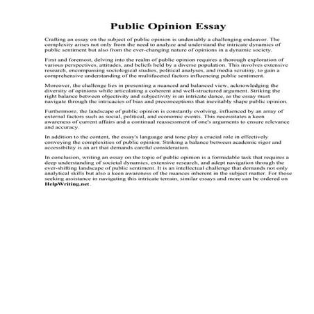 Public Opinion Essay. Opinion Essay: The Main Features and ...