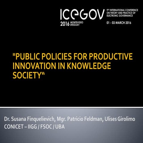 Public policies for productive innovation in information society | PPT