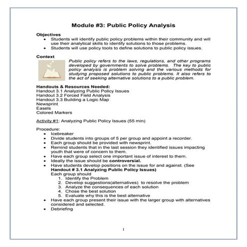 Public policy analysis | PDF | Political Issues & policy | Politics