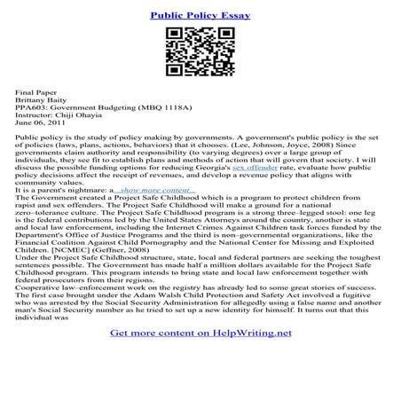 Public Policy Essays | PDF
