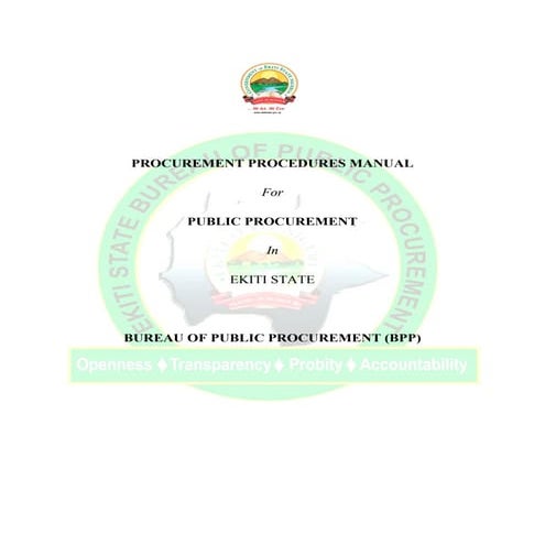 Procurement Procedures Manual for Public Procurement in Ekiti State ...
