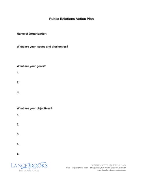 PR plan template free | PDF