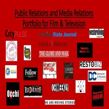 PR and Media Relations Portfolio for Indie Film & Television | PPTX