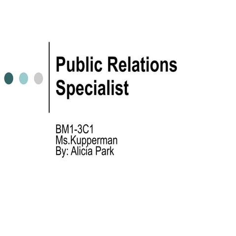 Public Relations Specialist | PPT