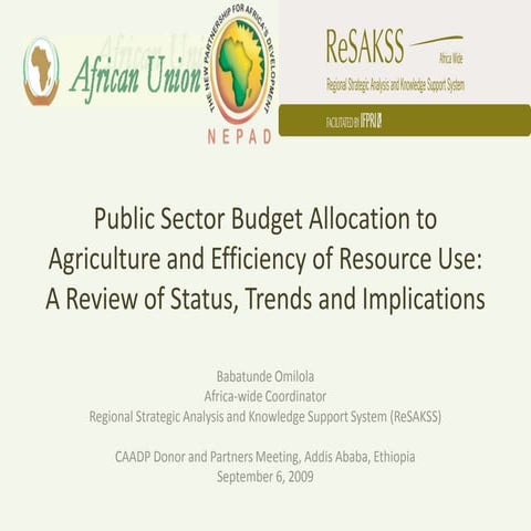 Public Sector Budget Allocation to Agriculture and Effeciency of ...