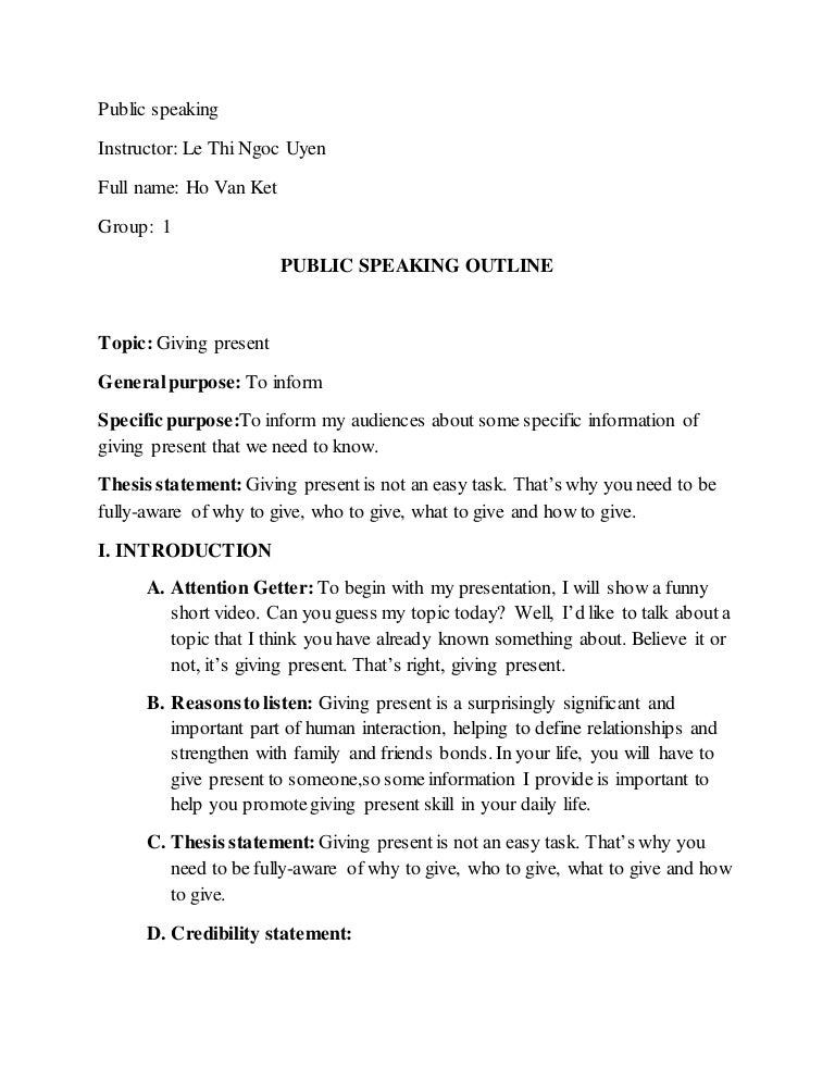 Outline Public speaking