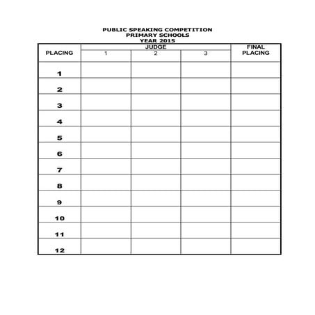 Public speaking competition marking | DOCX
