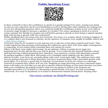 Public Speaking Essay | PDF