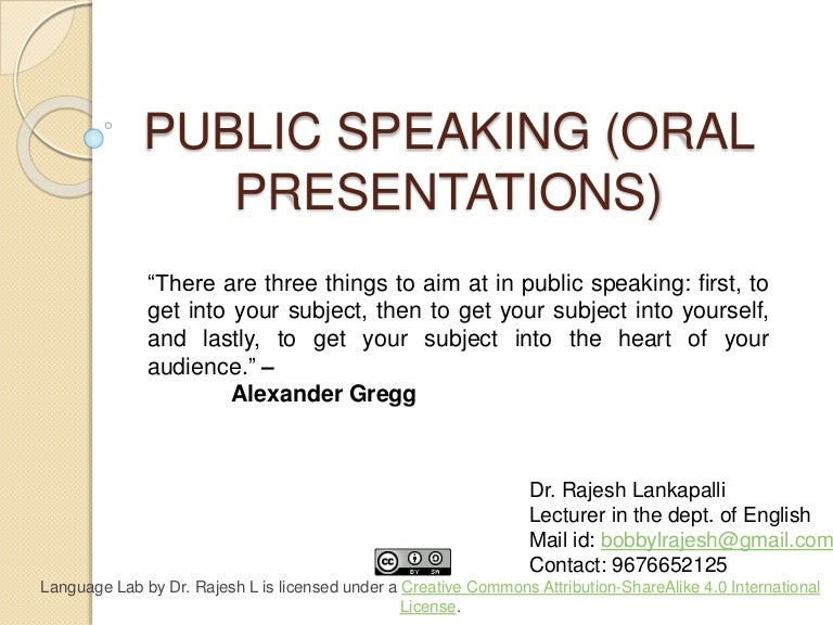 Public speaking (oral presentations)