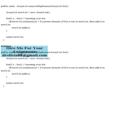 public static E ArrayListE removeDuplicates(ArrayListE list){.pdf