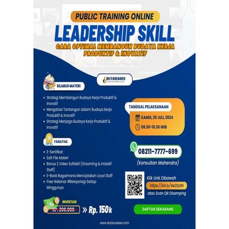 KARYAWAN NYAMAN ANTI RESIGN!, TRAINING LEADERSHIP SKILL "CARA OPTIMAL MEMBANGUN BUDAYA KERJA ...