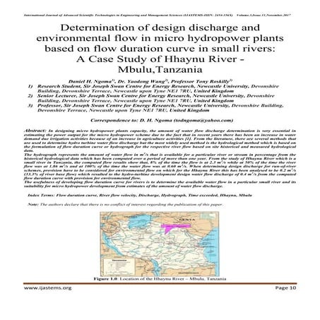 Determination of design discharge and environmental flow in micro ...