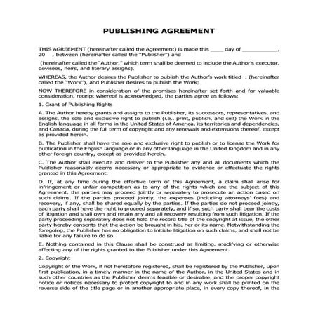 PUBLISHING AGREEMENT | PDF