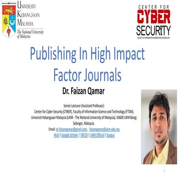 Publishing in High Impact Journals-by Dr. Faizan Qamar | PDF