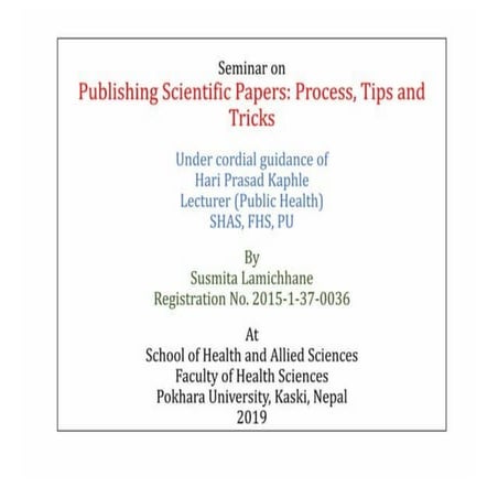 Publishing Scientific Papers | PDF