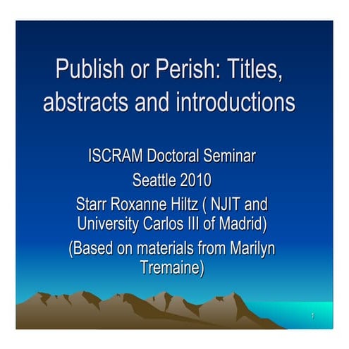 Publish or perish: titles, abstracts and introductions | PDF