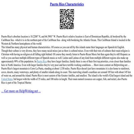 Puerto Rico Characteristics | PPT