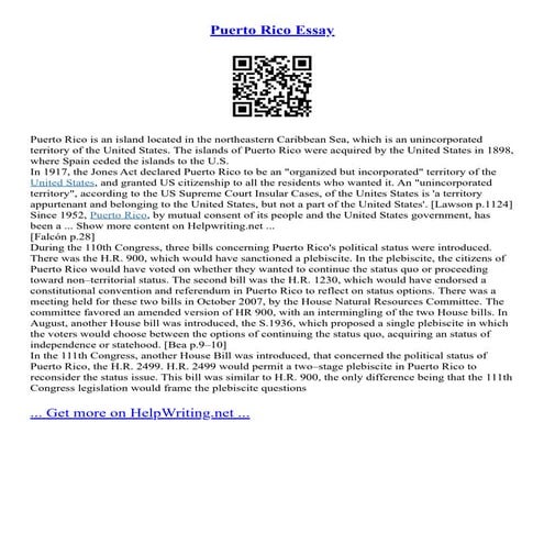 Puerto Rico Essay | PDF