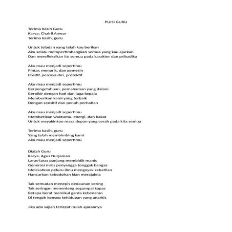 Puisi Guru Yang Bagus Untuk Hari Guru Docx
