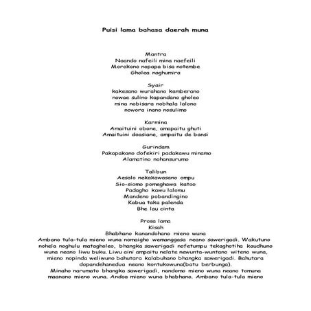 Puisi lama bahasa daerah muna | DOCX