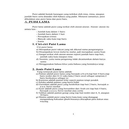 Puisi lama dan puisi baru | DOC