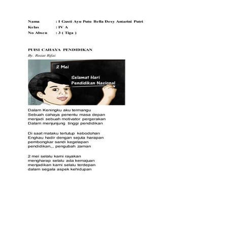 Puisi Pendidikan dalam Rangka Hari Pendidikan Nasional | DOCX