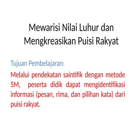 Materi Ajar Puisi Rakyat.pptx untuk siswa kelas vii | PPTX