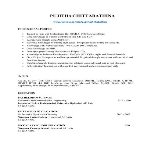 Pujitha | DOCX | Web Development | Internet