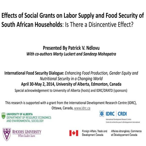 Economics, Policy and Value Chains: Effects of Social Grants on Labor ...