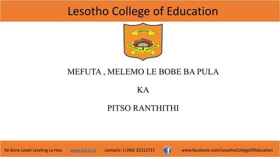 MEFUTA EA LINOHA TSE FUMANEHANG LESOTHO | PPT
