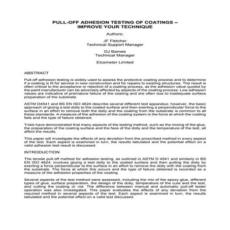 Astm d4541 standard pull off test for coatings | PDF