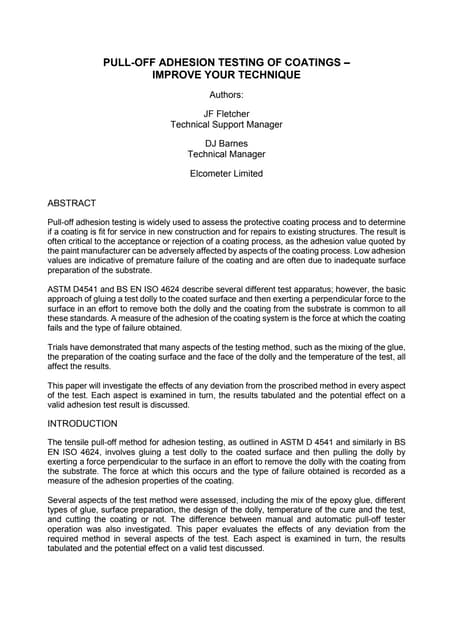 Astm d4541 standard pull off test for coatings | PDF | Physics | Science