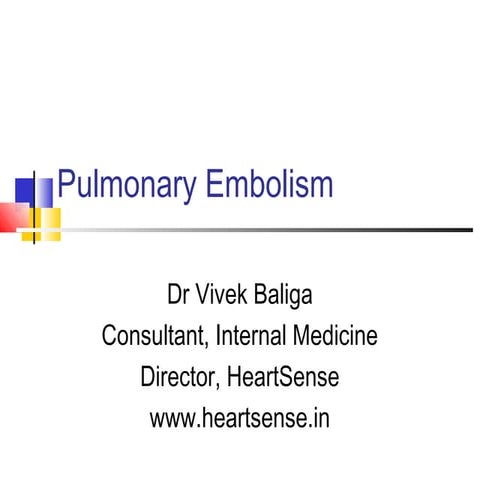 Pulmonary embolism - Diagnosis and management | PPT