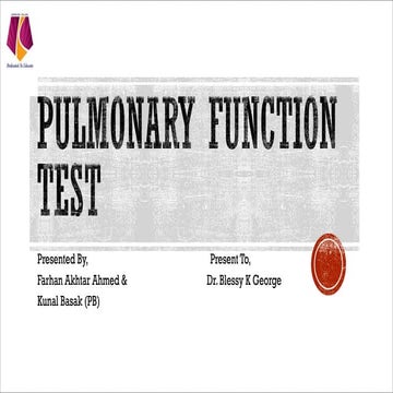Pulmonary Function Test | PPTX