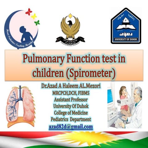 Pulmonary function test in children (spirometer) | PPTX