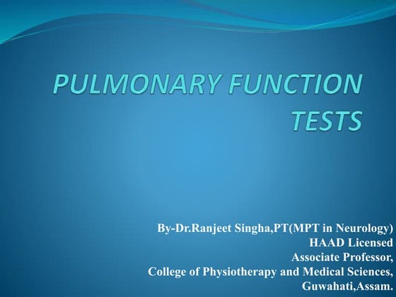 Pulmonary Function Test | PPTX | Lung and Respiratory Health | Diseases ...