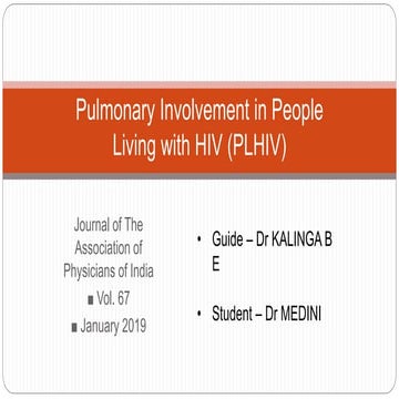 Pulmonary involvement in peoples living with HIV | PPTX