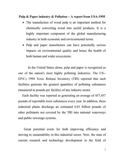 Case study of pulp-paper-industry | PDF
