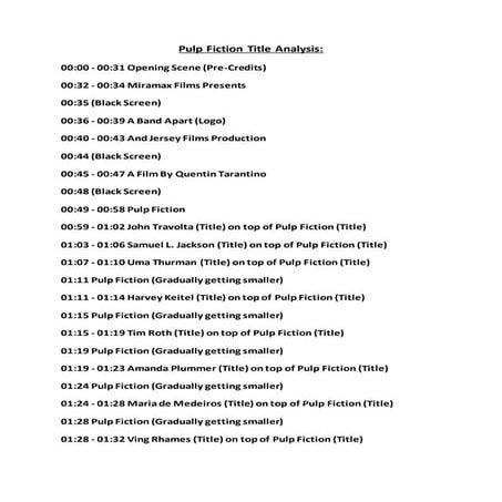 Pulp fiction title analysis - Jushna | DOCX