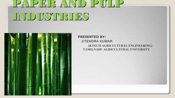 Paper and Pulp Industry | PPT