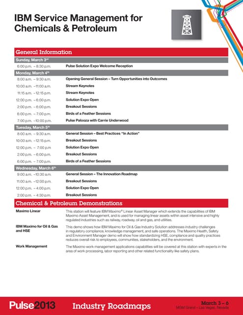 Pulse 2013 Session Roadmap for Manufacturing | PDF