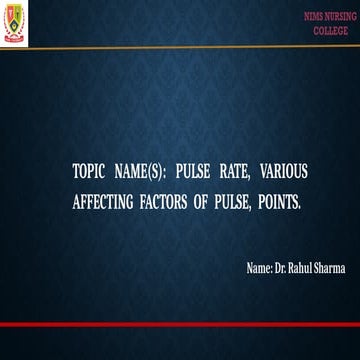 Pulse and affecting factors.pptx Vital Sign | PPTX