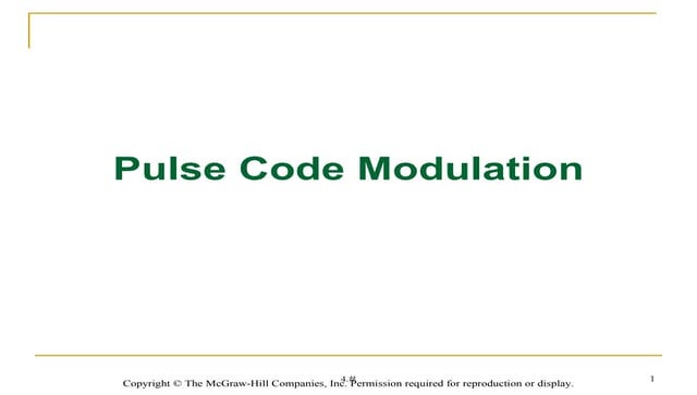 Pulse code modulation and Demodulation | PPT