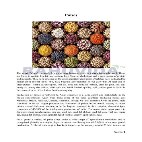 Pulses Agro Commodities Bahuvida Limited Pulses Suppliers Pulses ...