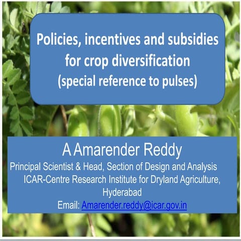Crop diversification: policies and incentives | PPT