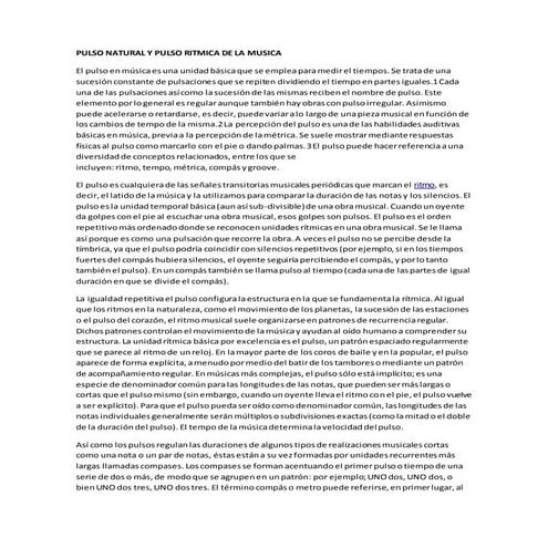 Pulso natural y pulso ritmica de la musica | DOCX