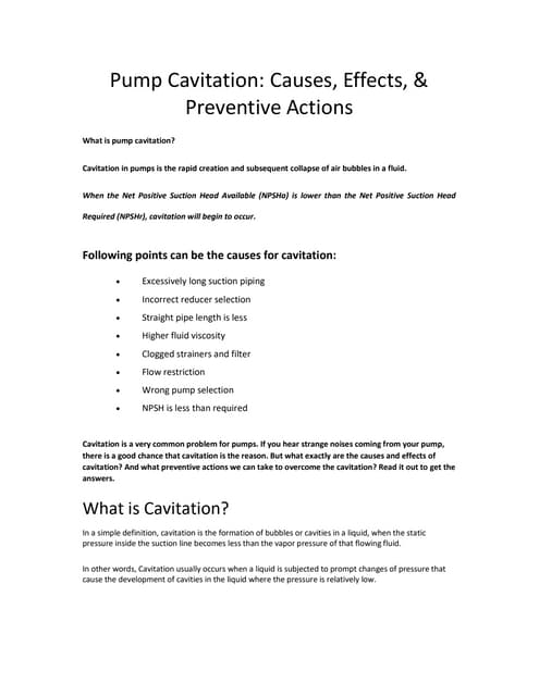 Cavitation in pumps | PPTX | Physics | Science