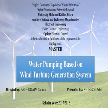 Water pumping based on wind turbine generation system. | PPTX