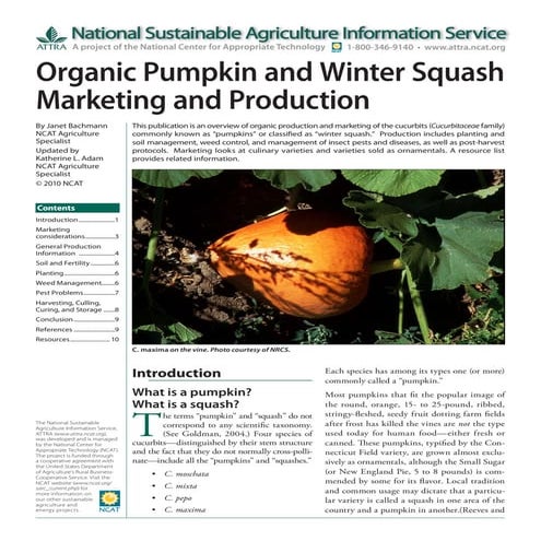 Organic Pumpkin and Winter Squash Marketing and Production | PDF